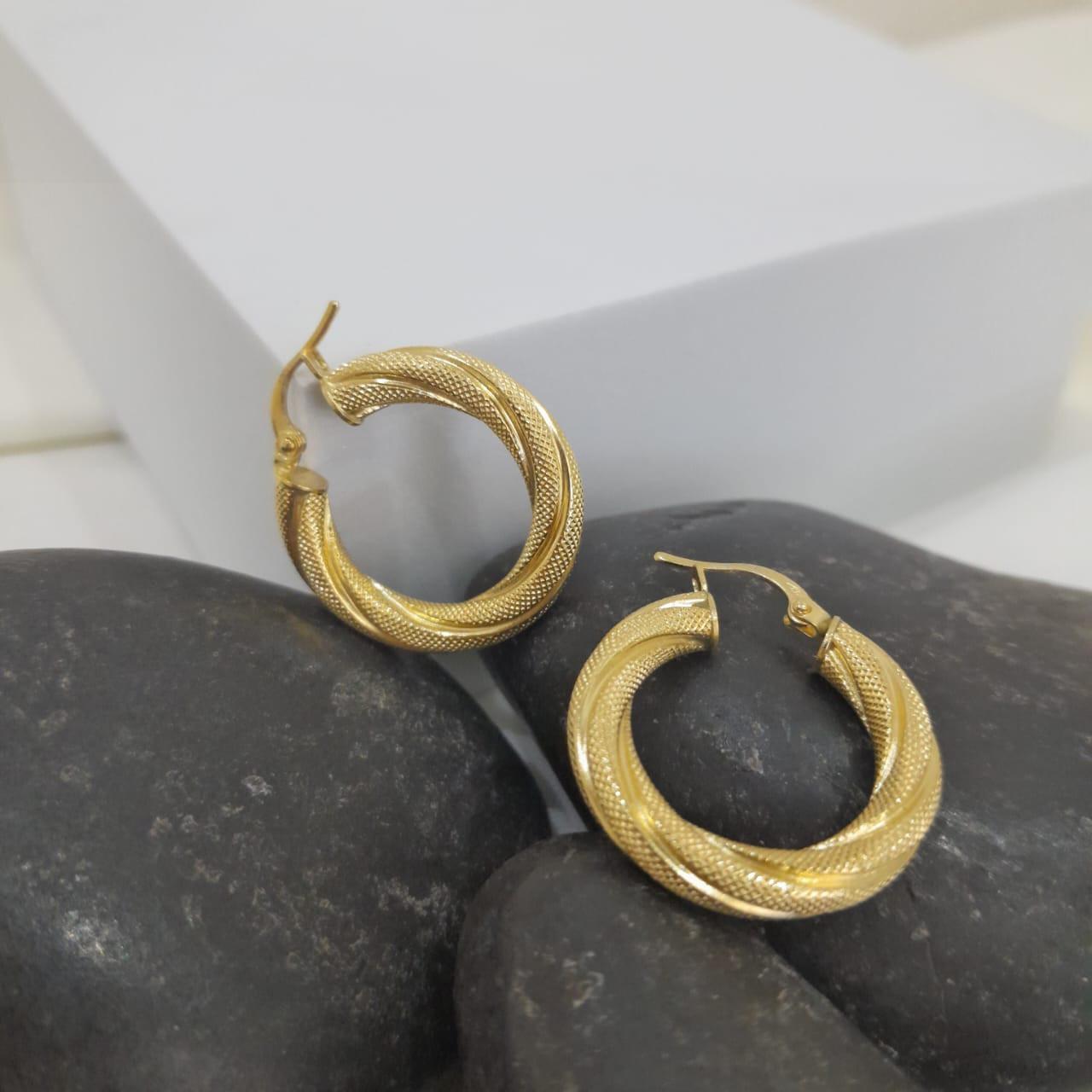 city goldReal Gold Hoop Earring 18K