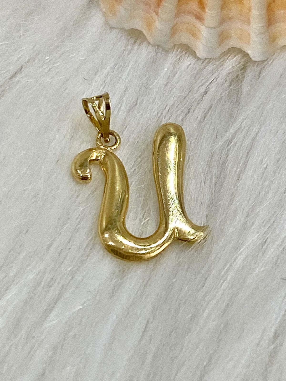gold spotReal Gold Letter U Pendant 18k - Sola Gold